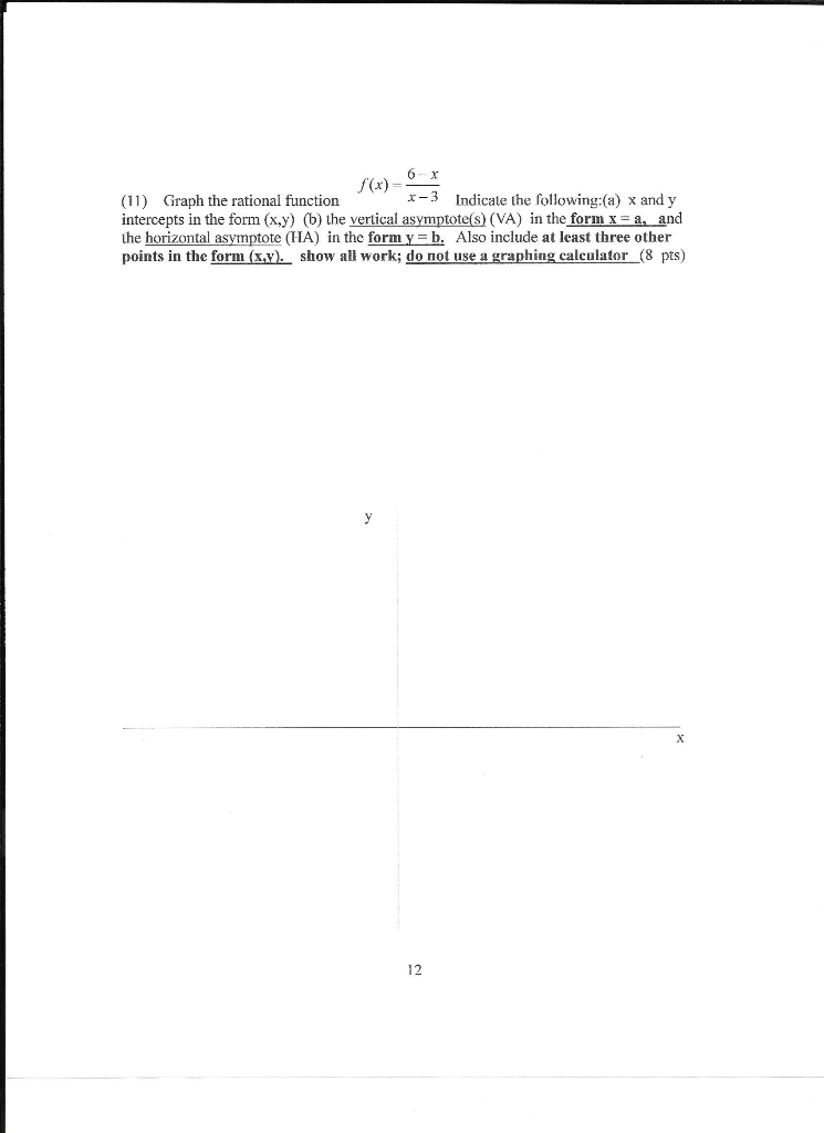 Solved 6- X (11) Graph the rational function 1-3 Indicate | Chegg.com