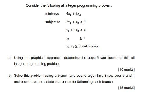 Solved Consider the following all integer programming | Chegg.com