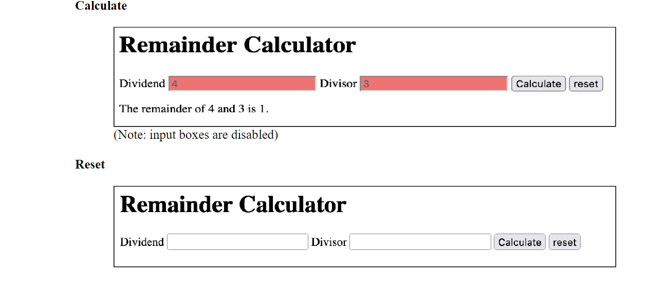 Solved function calculateRemainder() { // TODO } function | Chegg.com Solved function calculateRemainder() { // TODO } function | Chegg.com
