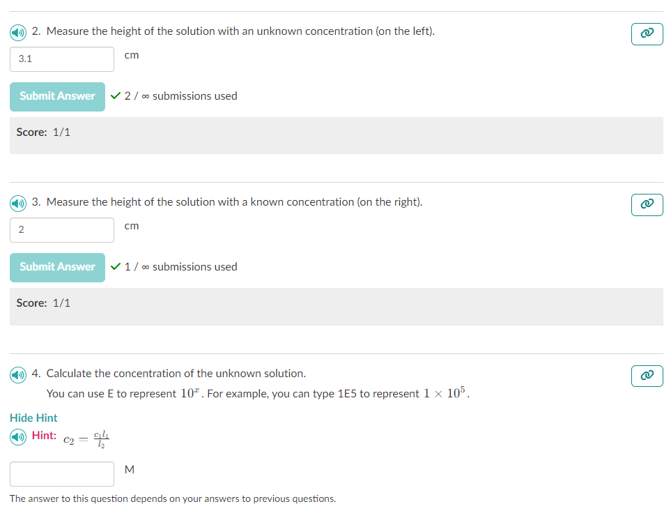 Measure the height of ﻿the solution with an ﻿unknown | Chegg.com