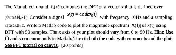 Solved The Matlab command fft(x) computes the DFT of a | Chegg.com