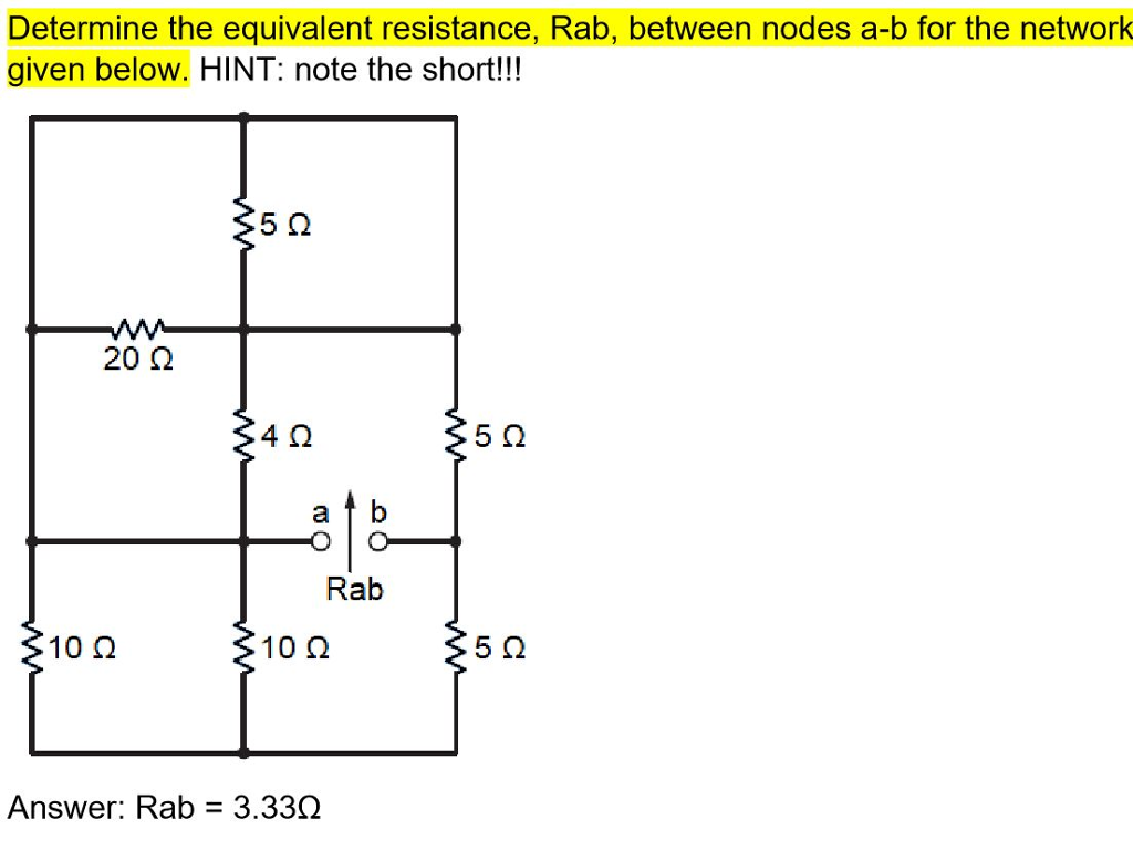 Solved Determine the equivalent resistance, Rab, between | Chegg.com