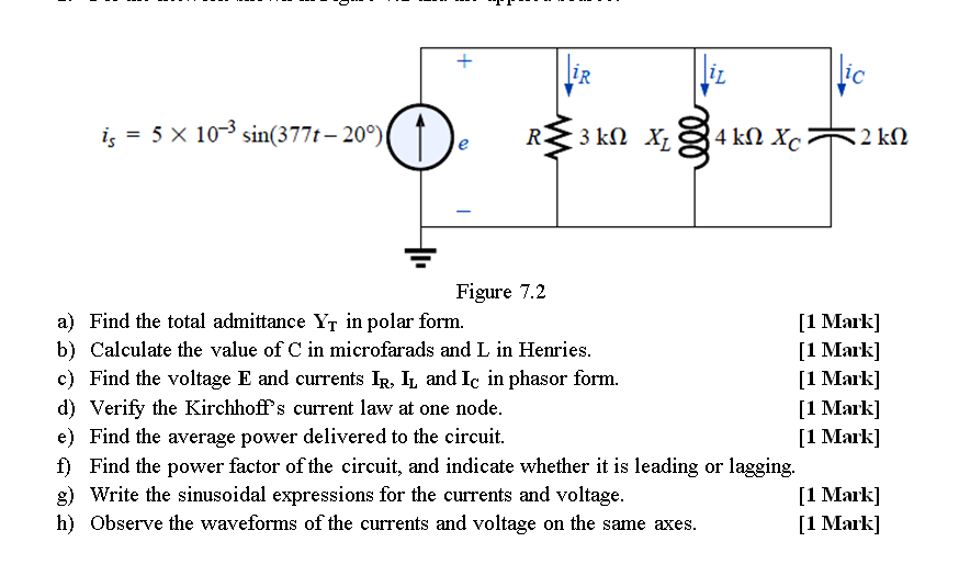 Solved + | lir liz is = 5 x 10-3 sin(377t-209) R 3 kΩ ΧΙ e 4 | Chegg.com