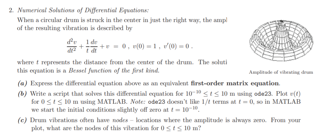 Solved 2. Numerical Solutions of Differential Equations: | Chegg.com