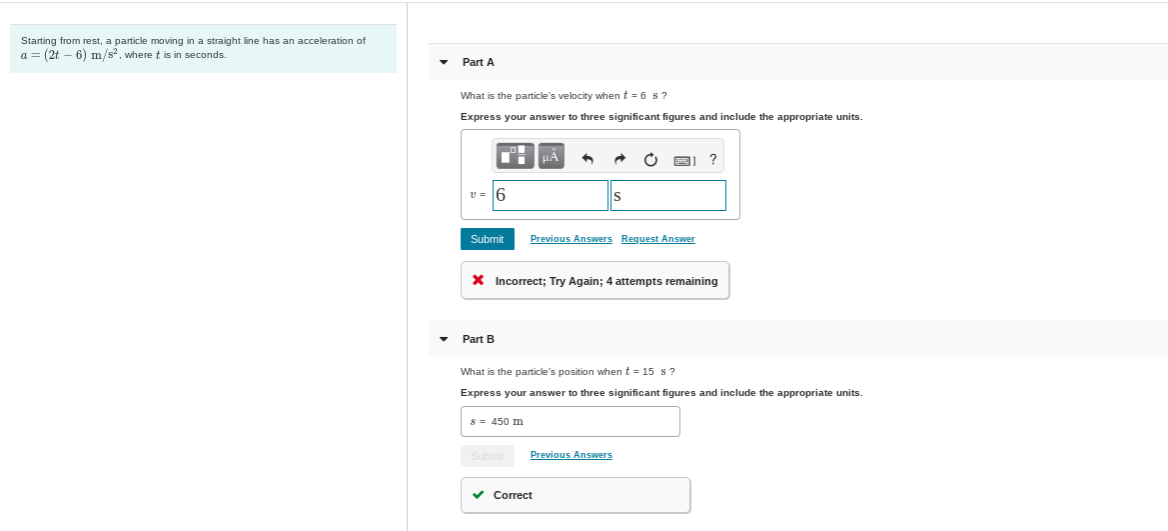 Solved Starting from rest, a particle moving in a straight | Chegg.com