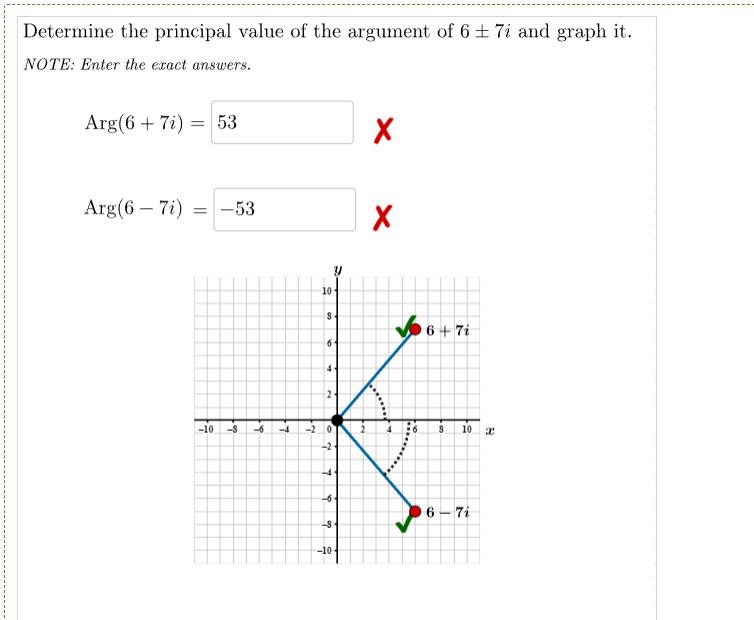 Solved Determine The Principal Value Of The Argument Of 6±7i