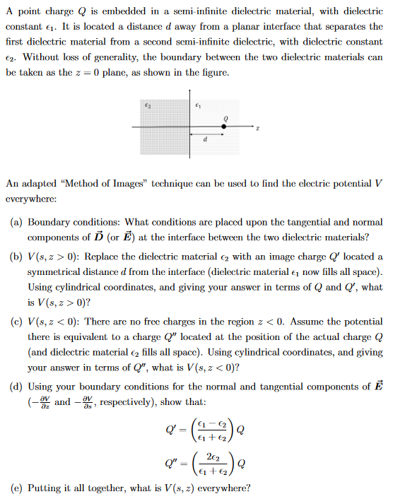 A point charge Q is embedded in a semi-infinite | Chegg.com