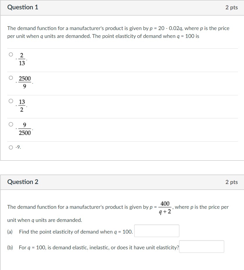 Solved The demand function for a manufacturer's product is | Chegg.com