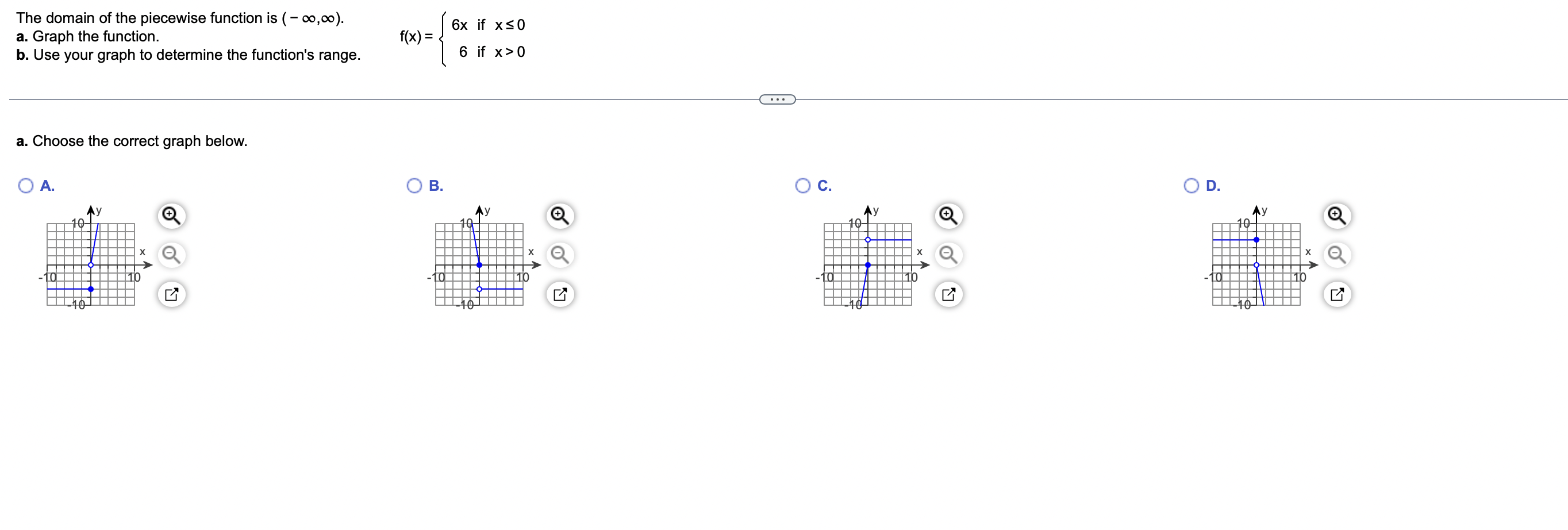 Solved The domain of the piecewise function is (−∞,∞). a. | Chegg.com