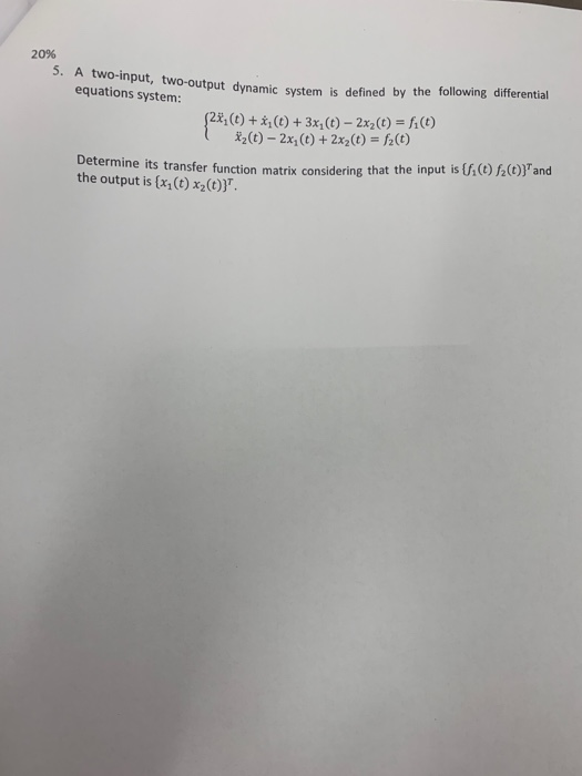 Solved 20% 5. A two-input, two-ou equations system: tput | Chegg.com