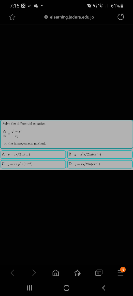 Solved 7:15 % Otl 61% elearning.jadara.edu.jo Solve the | Chegg.com