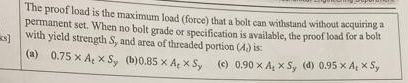 Solved The proof load is the maximum load (foree) ﻿that a | Chegg.com