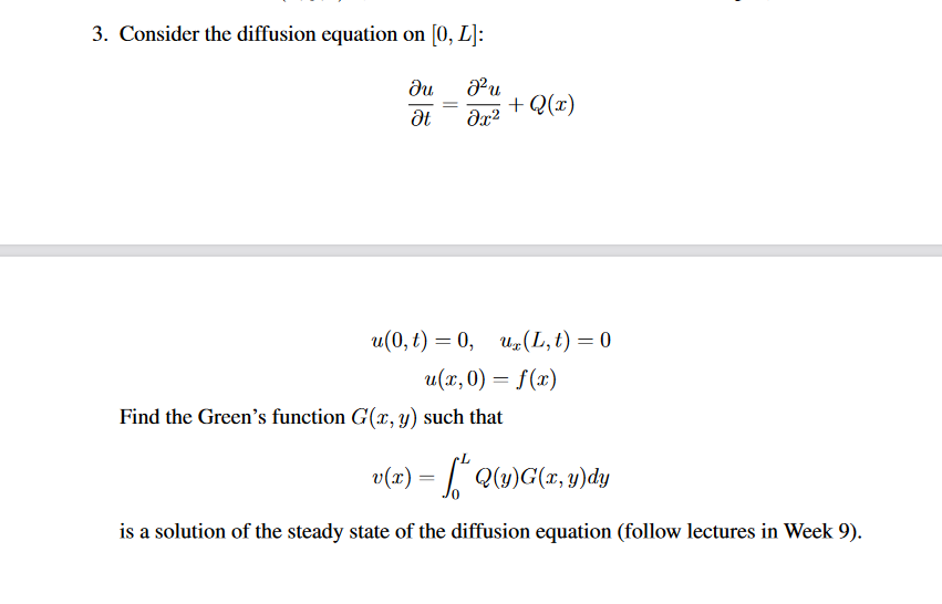 3. Consider the diffusion equation on [0,L] : | Chegg.com