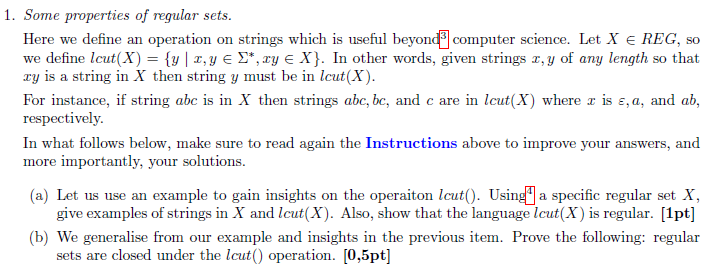 Solved 1. Some properties of regular sets. Here we define an | Chegg.com