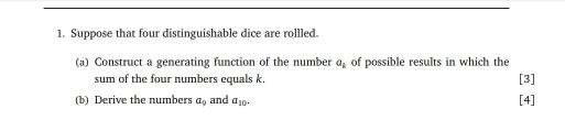 Solved 1. Suppose that four distinguishable dice are | Chegg.com