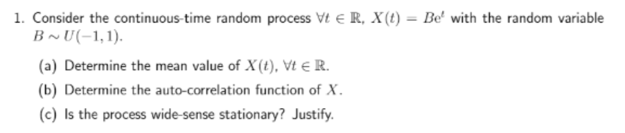 Solved 1. Consider the continuous-time random process Vt ER, | Chegg.com