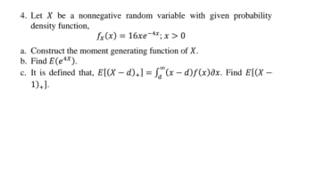 Solved 4. Let X be a nonnegative random variable with given | Chegg.com