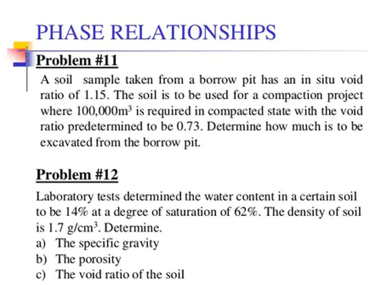 Solved PHASE RELATIONSHIPS Problem #11 A soil sample taken | Chegg.com