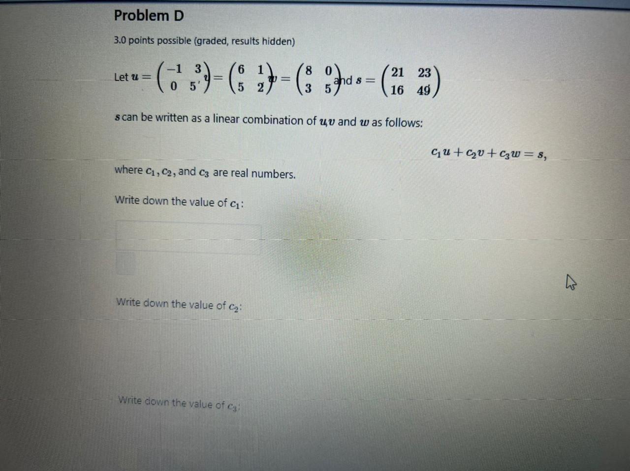 Solved Problem D 3.0 points possible (graded, results | Chegg.com