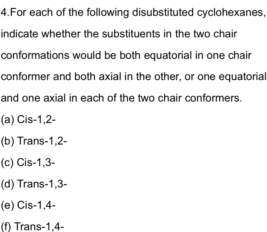 Solved 4.For each of the following disubstituted | Chegg.com