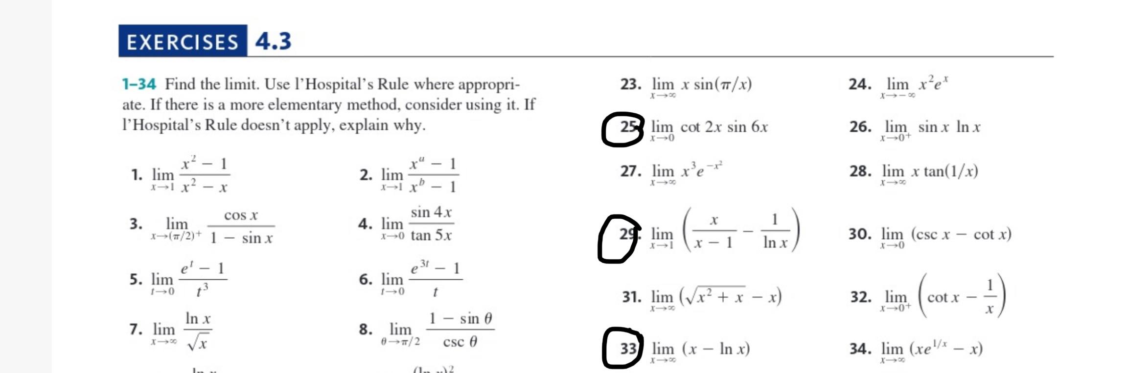 Solved 1-34 Find the limit. Use l'Hospital's Rule where | Chegg.com