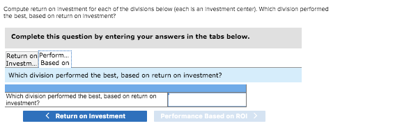 Solved Compute return on investment for each of the | Chegg.com