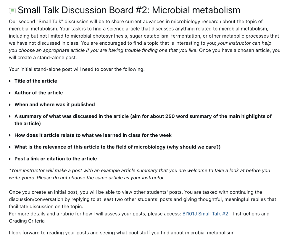 Solved Our second "Small Talk" discussion will be to share | Chegg.com