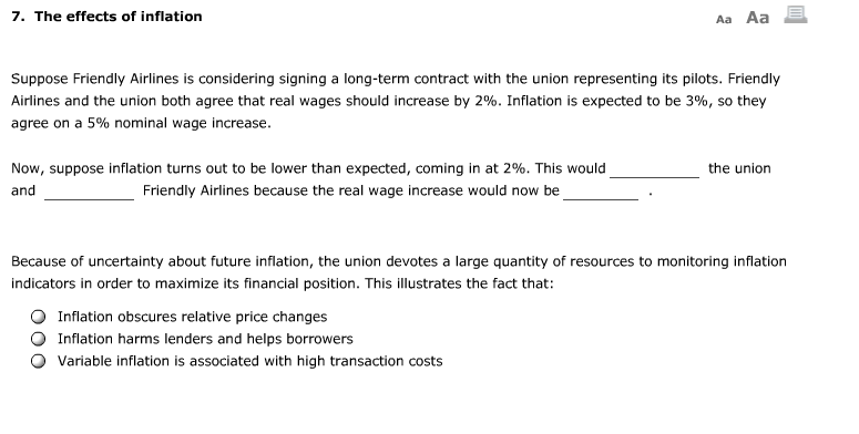 Solved 7. The effects of inflation Aa Aa Suppose Friendly | Chegg.com