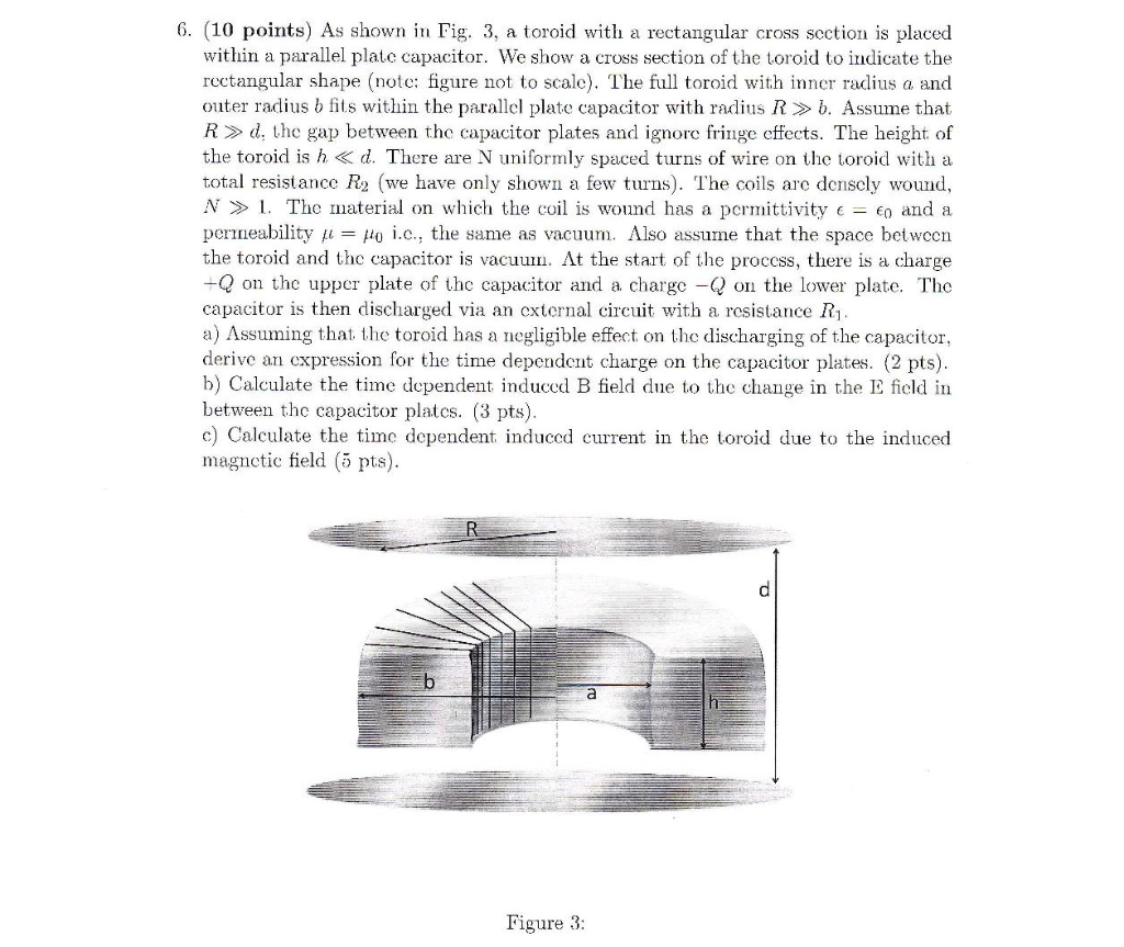 Solved 6. (10 points) As shown in Fig. 3, a toroid with a | Chegg.com