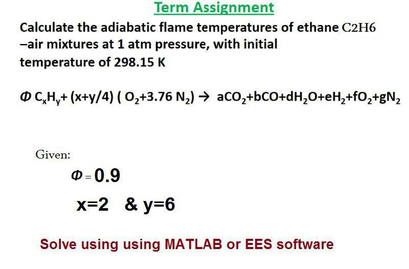 Solved Term Assignment Calculate the adiabatic flame | Chegg.com