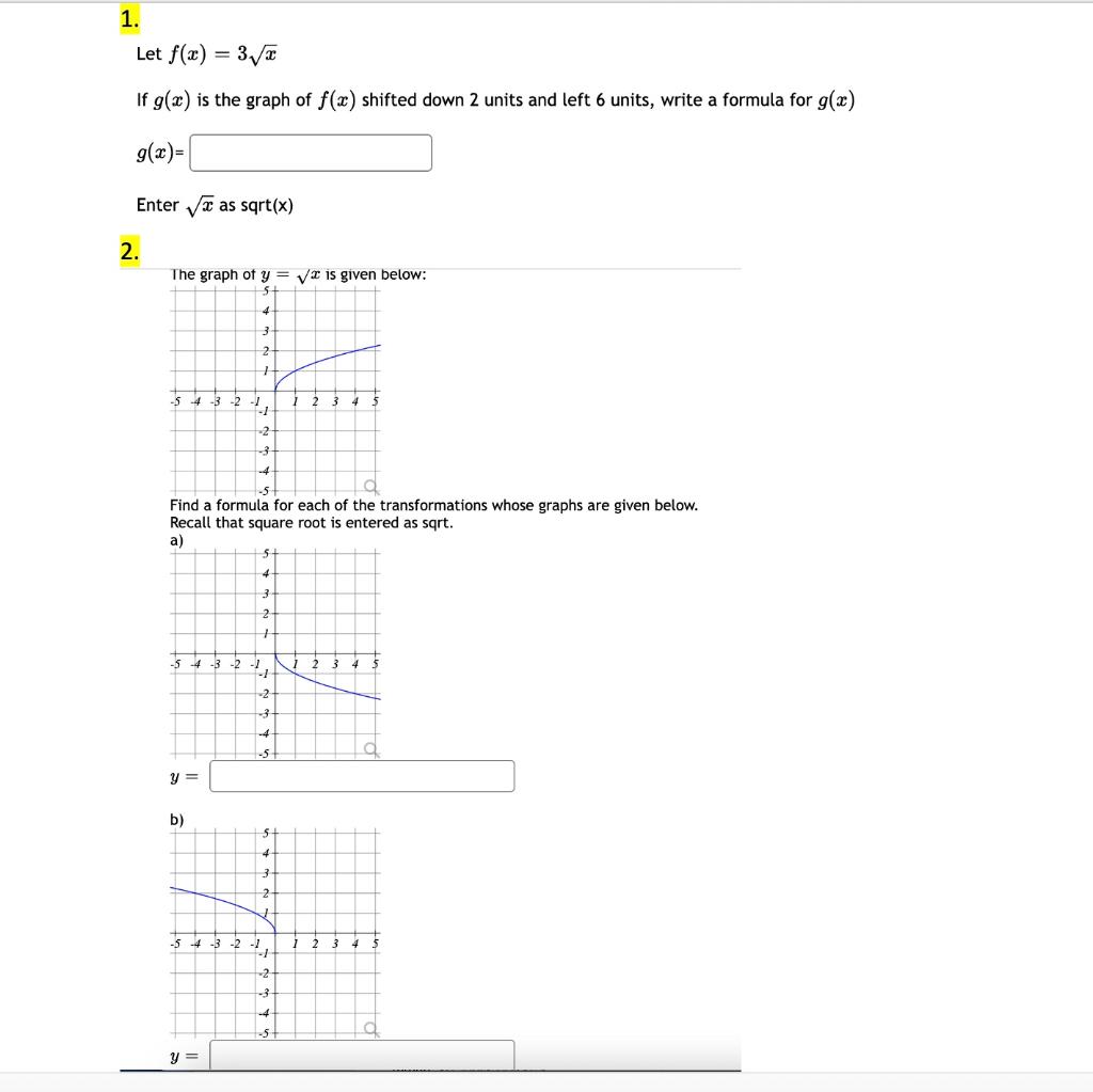 Solved 1. Let f(x) = 3/5 If g() is the graph of f(x) shifted | Chegg.com