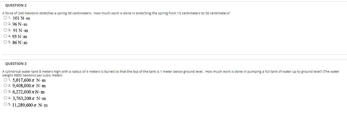 Solved QUESTION 2 A force of 240 Newtons stretches a spring | Chegg.com