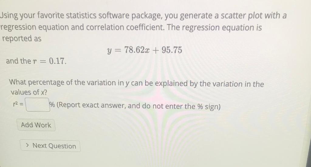 Solved Using your favorite statistics software package, you | Chegg.com