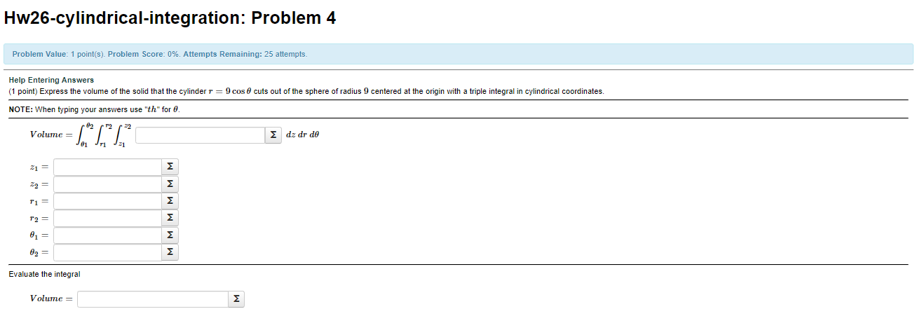 Solved Hw26-cylindrical-integration: Problem 4 Problem | Chegg.com