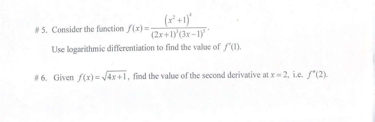 Solved \# 5. Consider the function | Chegg.com