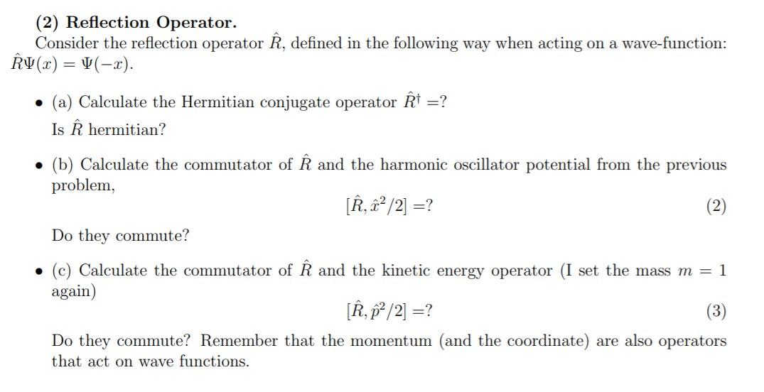 Solved (2) Reflection Operator. Consider the reflection | Chegg.com