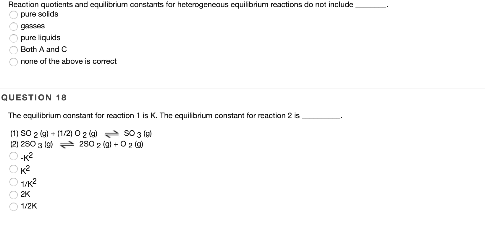 Solved Reaction quotients and equilibrium constants for | Chegg.com