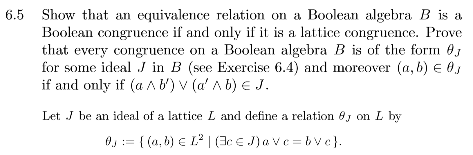 6.5 Show that an equivalence relation on a Boolean | Chegg.com