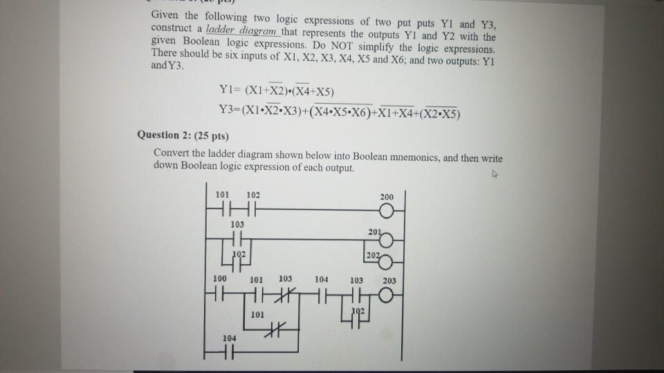 Solved (UP) Given the following two logic expressions of two | Chegg.com