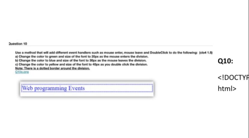 Solved Use a method that will add different event hanelers | Chegg.com