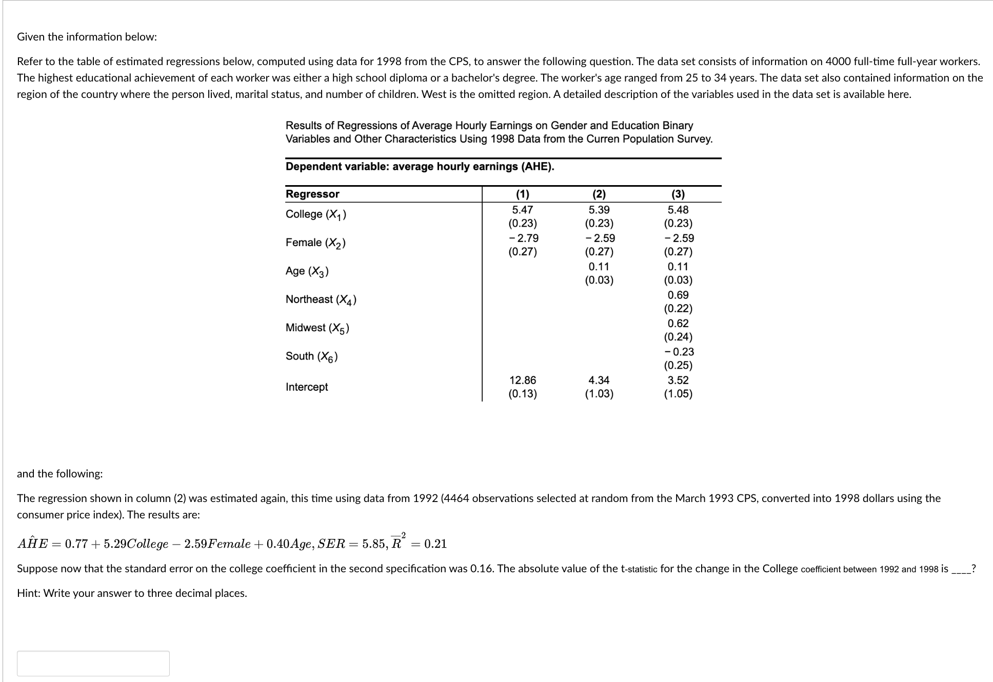 Solved Given the information below:Results of Regressions of | Chegg.com