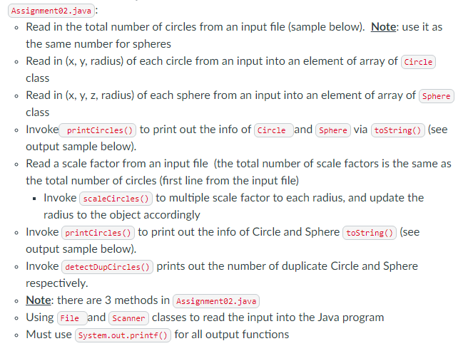 Write a Java project, Assignment02, including three | Chegg.com