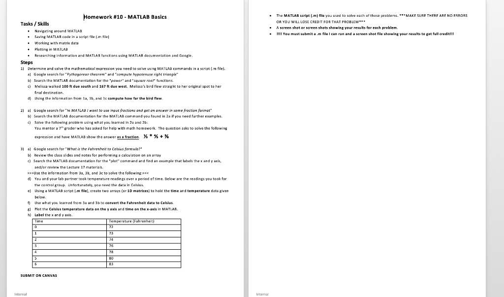Solved The Matlab Seript File You Used To Solve Each Of