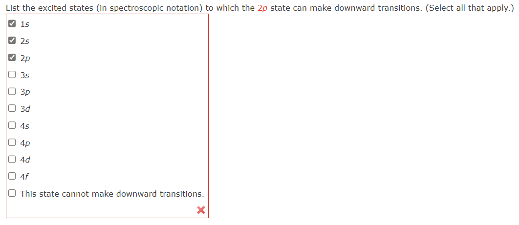 Solved List The Excited States In Spectroscopic Notation