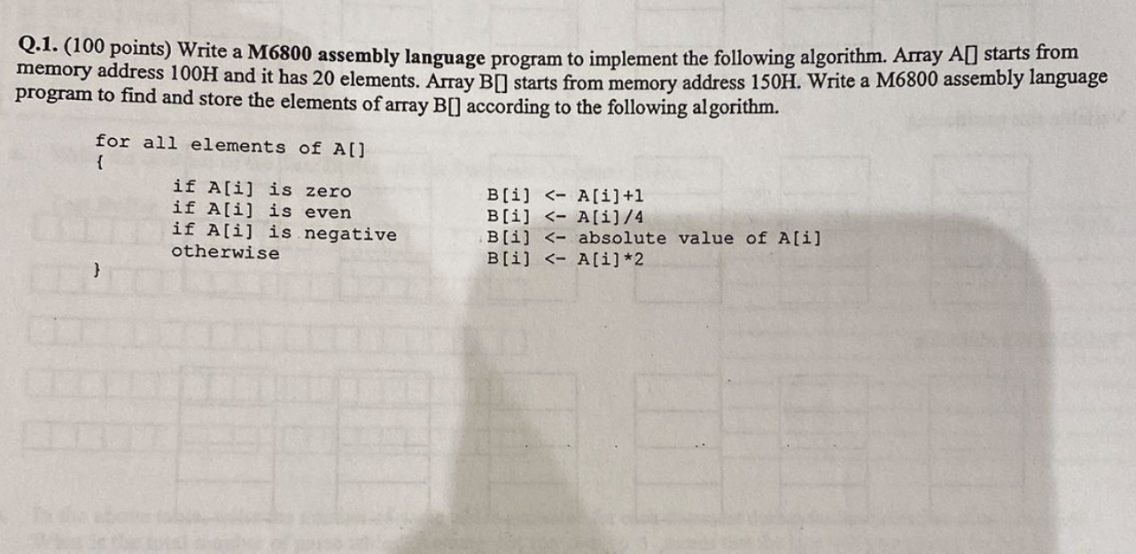 Solved , (100 points) Write a M6800 assembly language | Chegg.com
