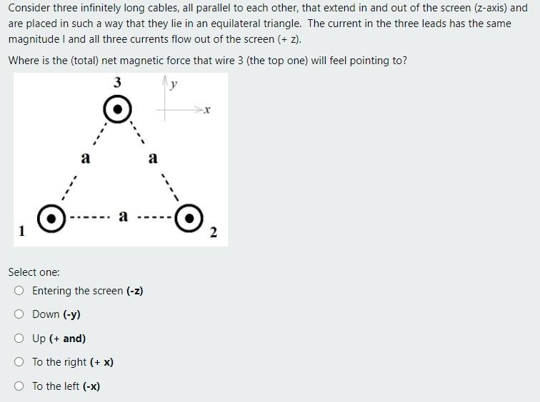 Solved Consider three infinitely long cables, all parallel | Chegg.com