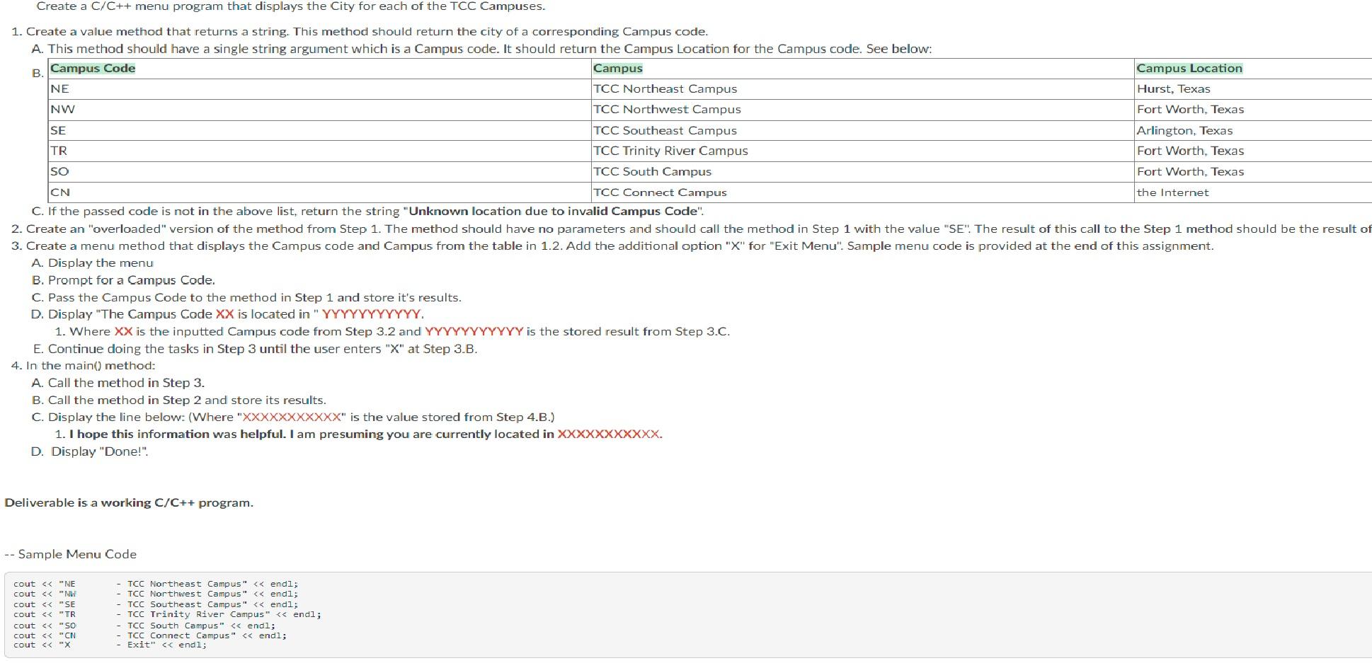 Solved Create a C/C++ menu program that displays the City | Chegg.com