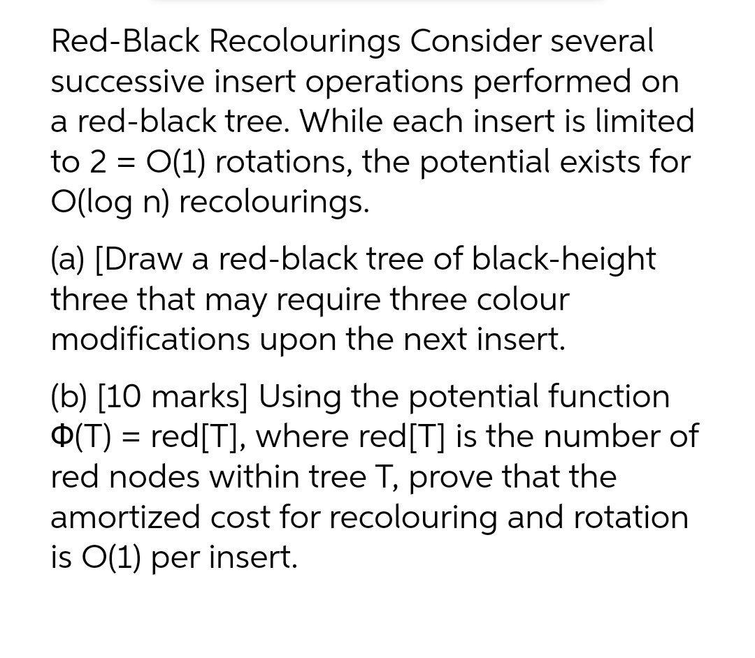 Solved Red-Black Recolourings Consider several successive | Chegg.com