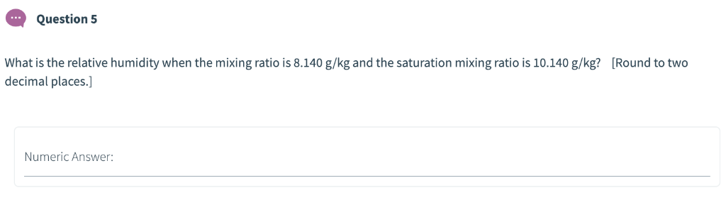 Solved Equation 1 RH-([Mixing Ratio1+ [Saturation Mixing | Chegg.com