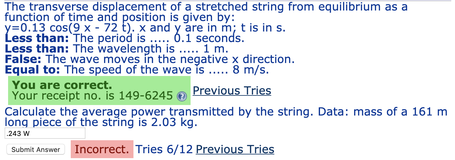Solved The transverse displacement of a stretched string | Chegg.com